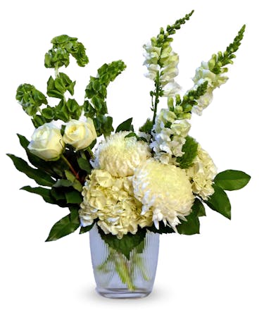 Immaculate: White & Green Flower Arrangement by McNamara Florist